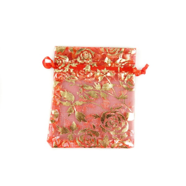 Sachet organza rouge décoration rose | bijouxdambre